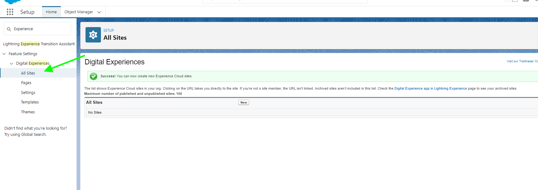Access All Experience Sites Salesforce Example