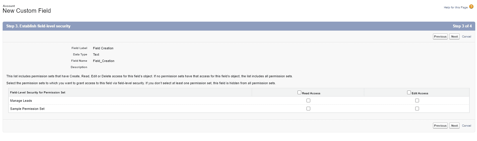 Assigned Field Permission To Permission Set During Field Creation