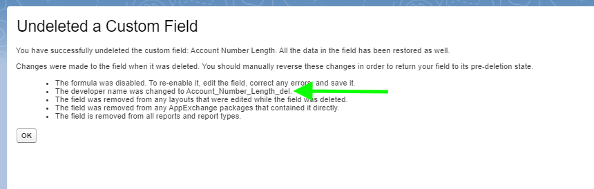 Considerations When Restoring Custom Field In Salesforce