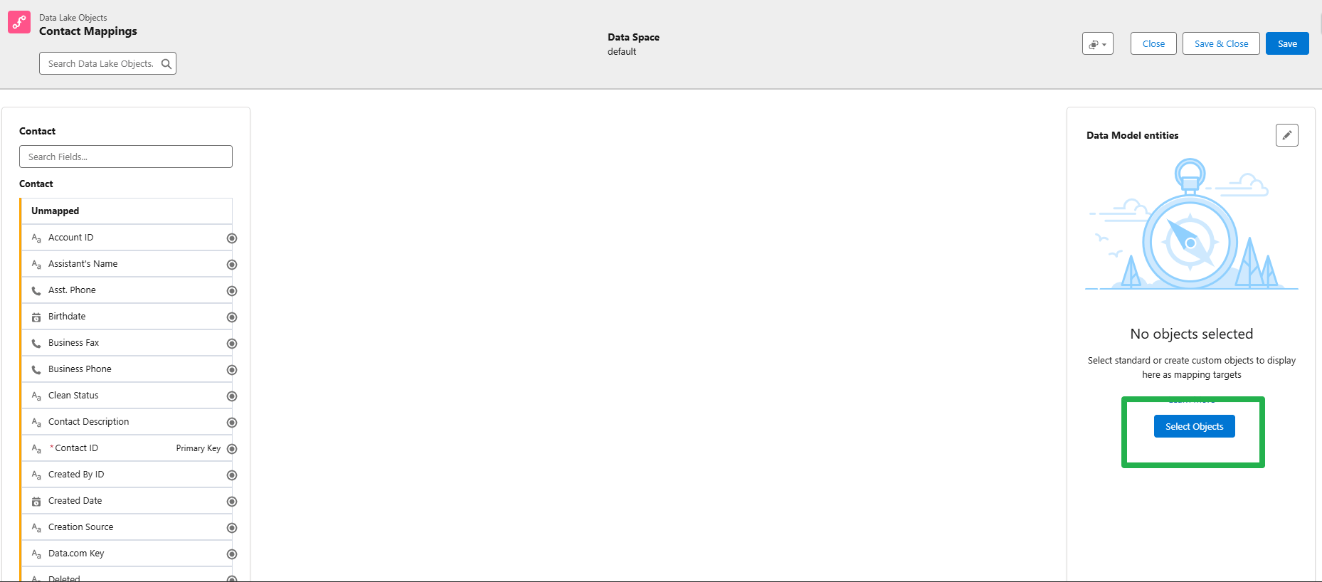 Data Cloud Mapping Screen
