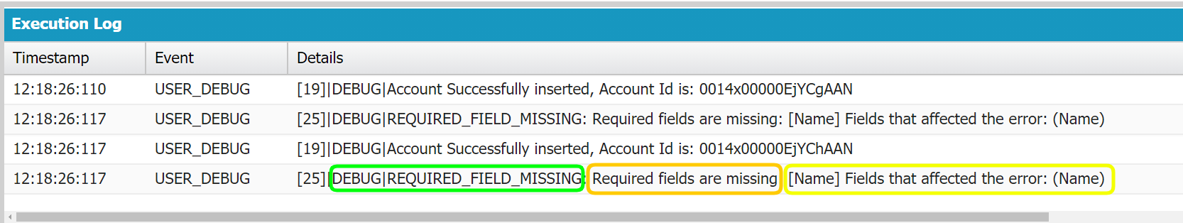 Highlight error messages