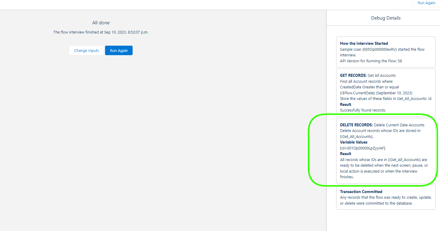 Deleting Records In Salesforce Flow Debug