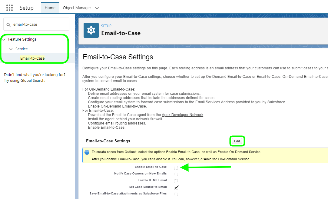 Enable Email To Case Salesforce Example