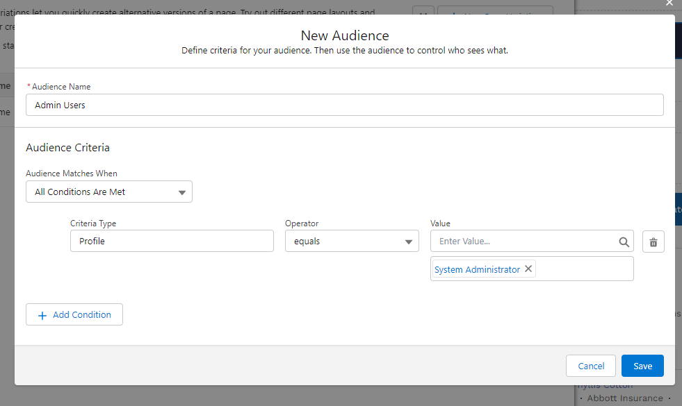 How To Create Audience With Criteria In Experience Cloud Salesforce Example