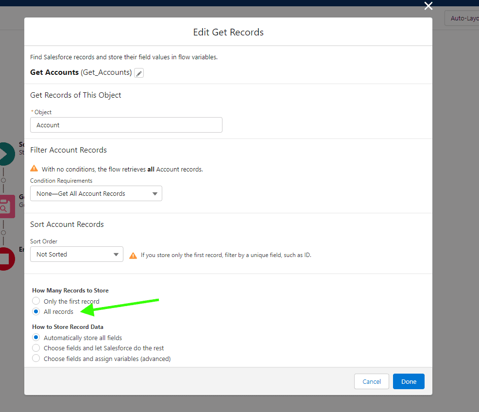 How To Get All Account Records In Flow Salesforce Example