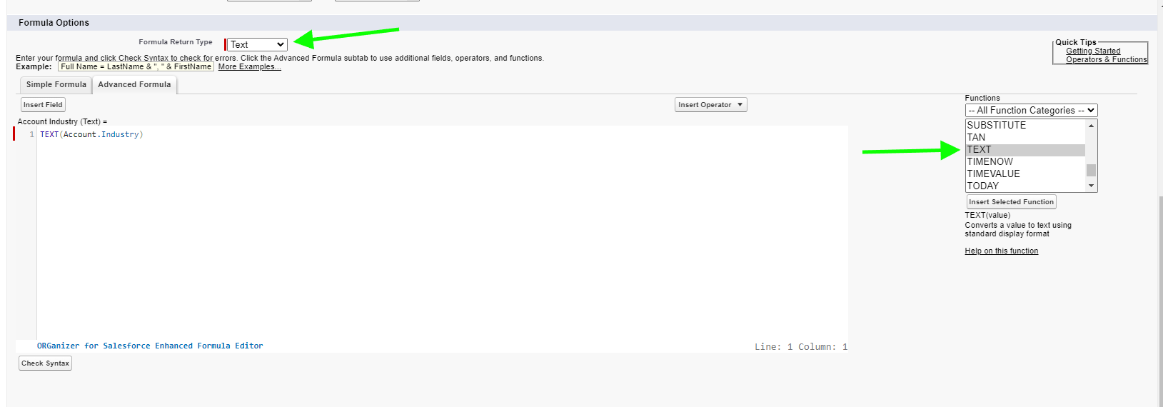 How To Use Text Function In Formula Field Salesforce Example