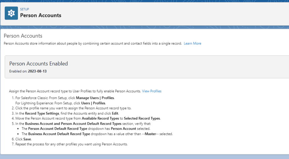 Person Accounts Have Been Enabled Salesforce Example