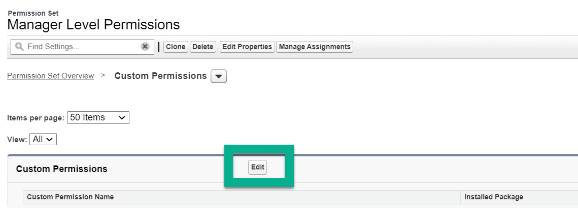 Salesforce Edit Custom Permissions assigned to Permission Set