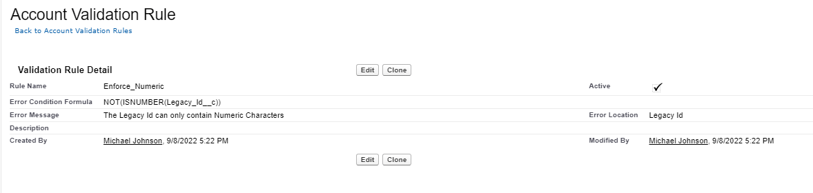 Salesforce Numeric Only Validation Rule