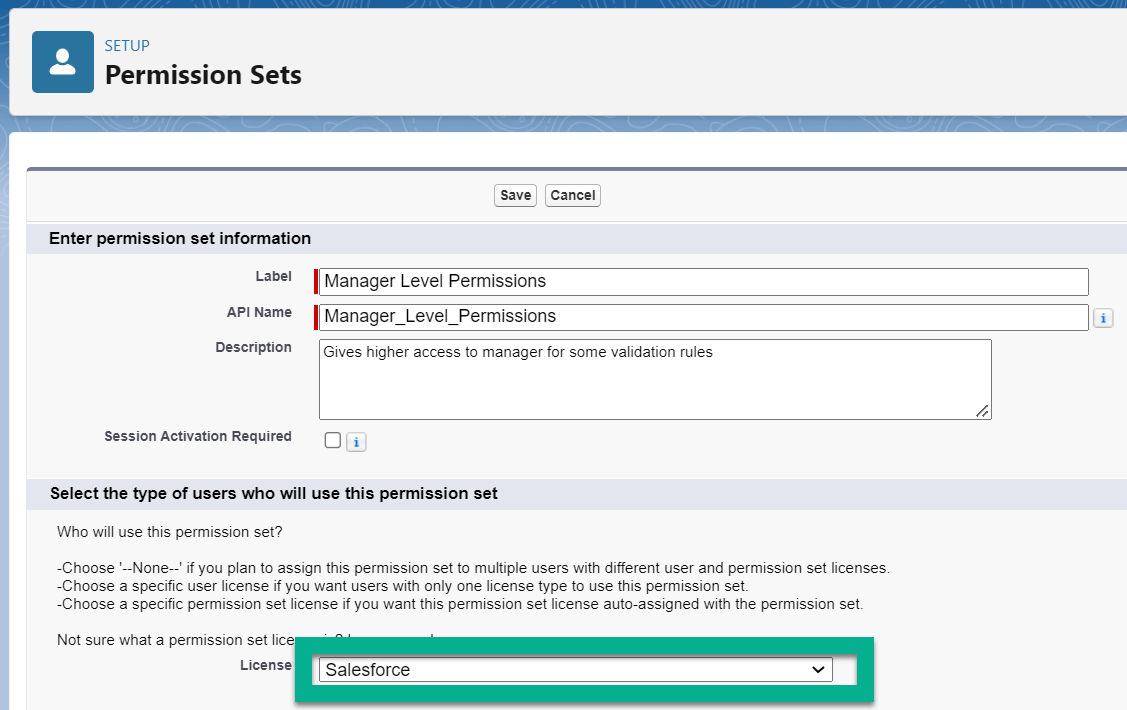 Salesforce Permission Set New Form