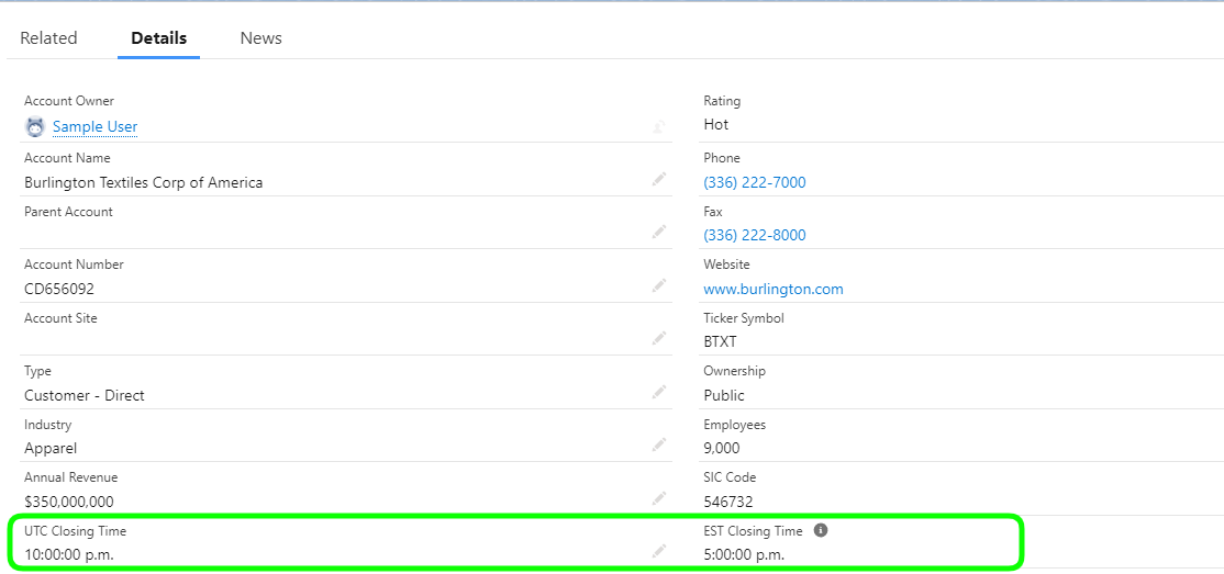 Salesforce Formula Field Change Time Field Value Example