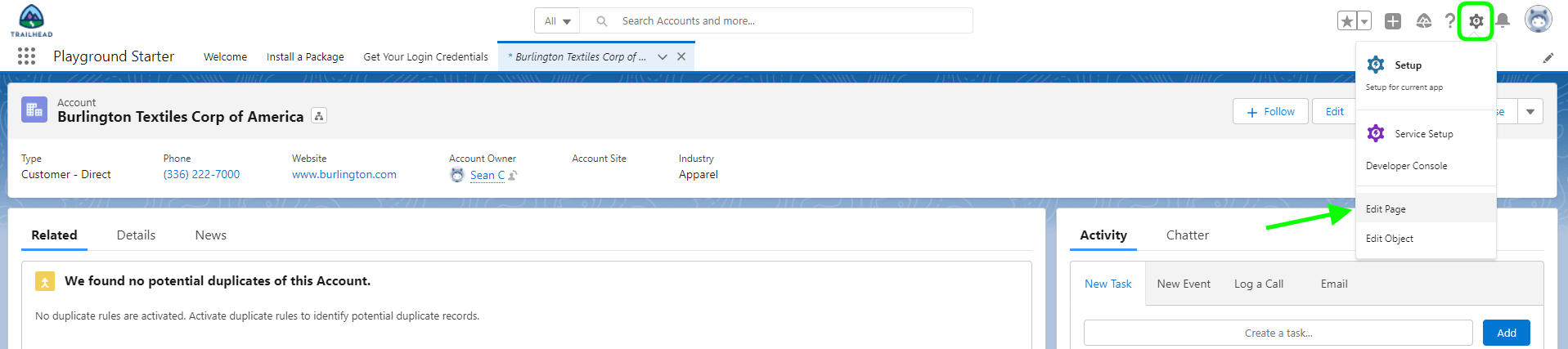 Access Lightning App Builder Example