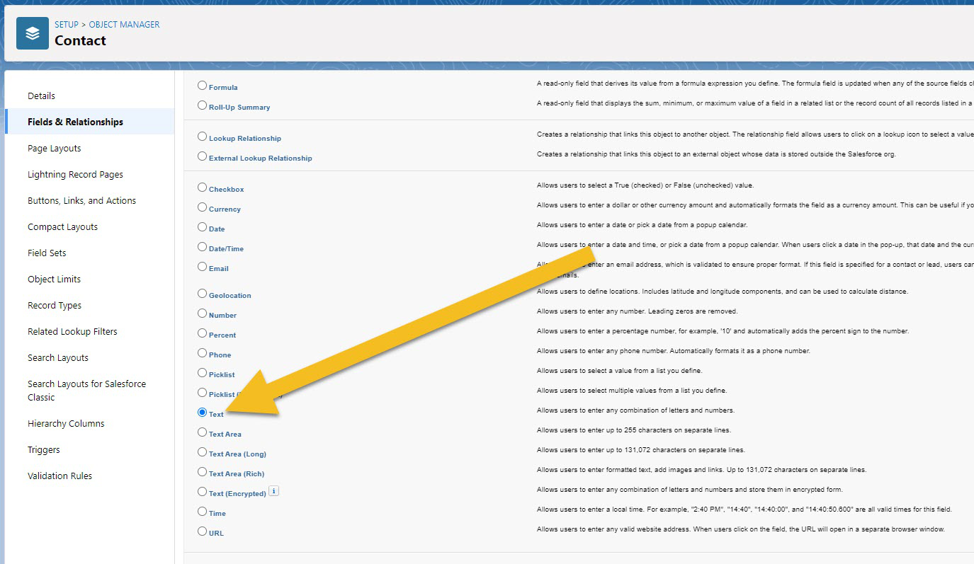 Text Field For External Id Salesforce