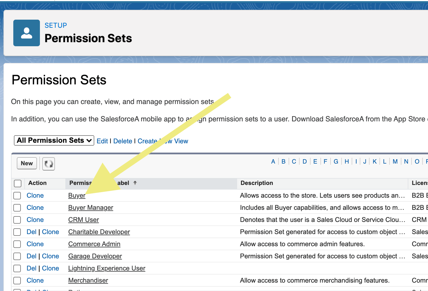 Salesforce permission set menu