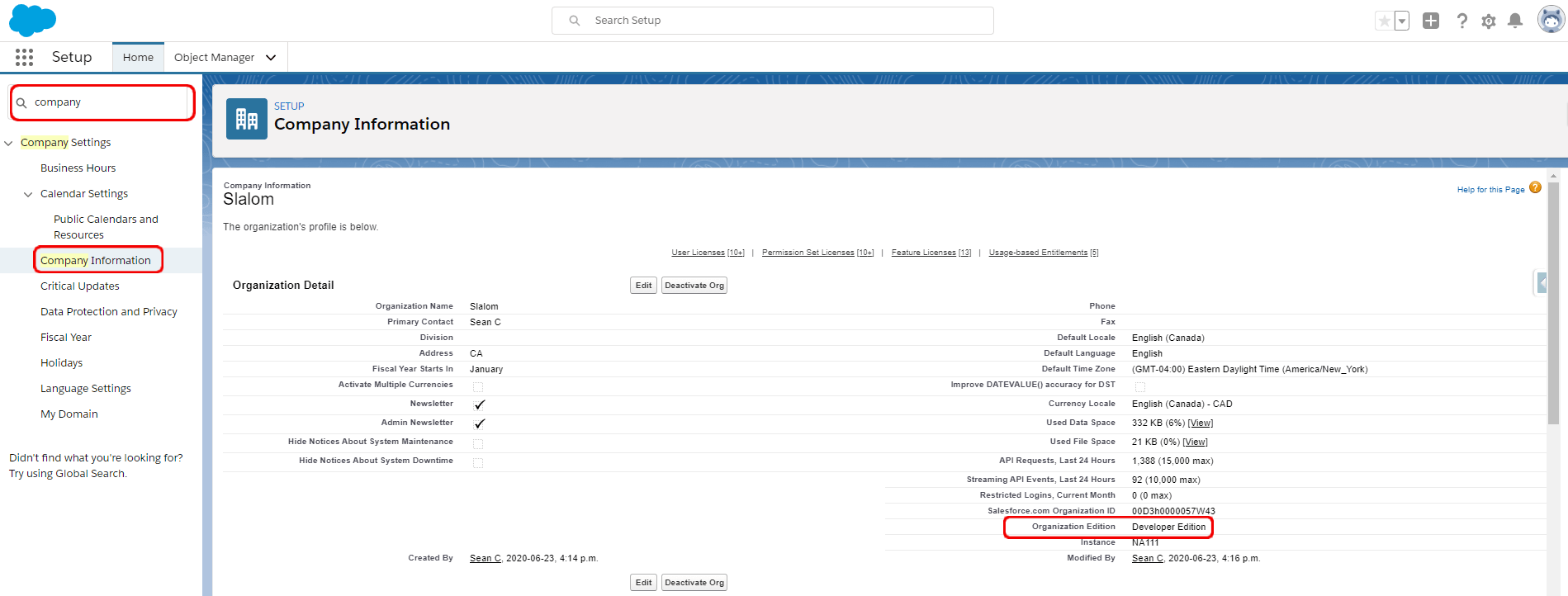 Salesforce Org edition