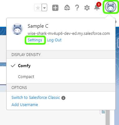Highlight how to access personal Settings