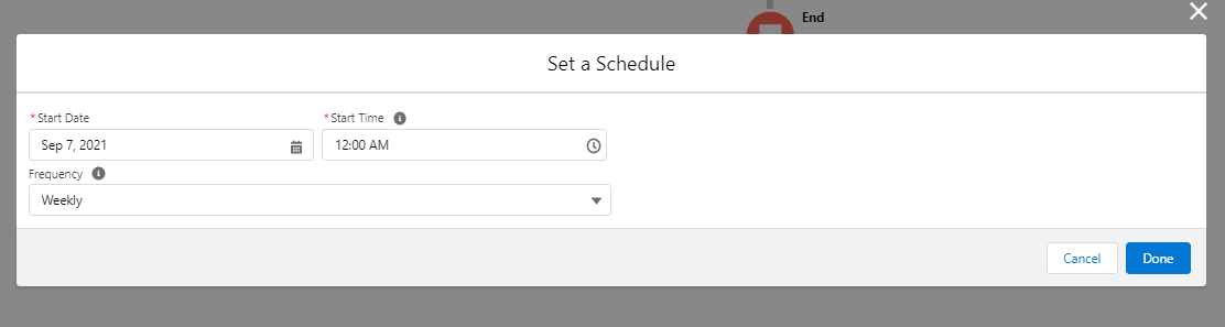 scheduled a flow in salesforce weekly