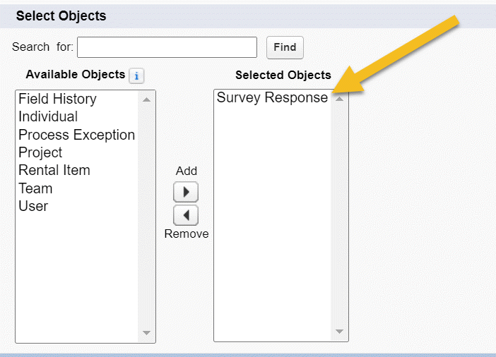 Select object for sharing set