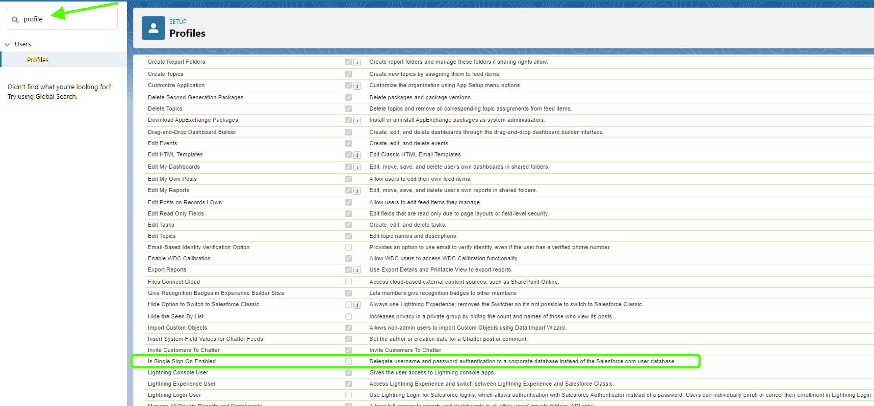 Highlight single sign on option
