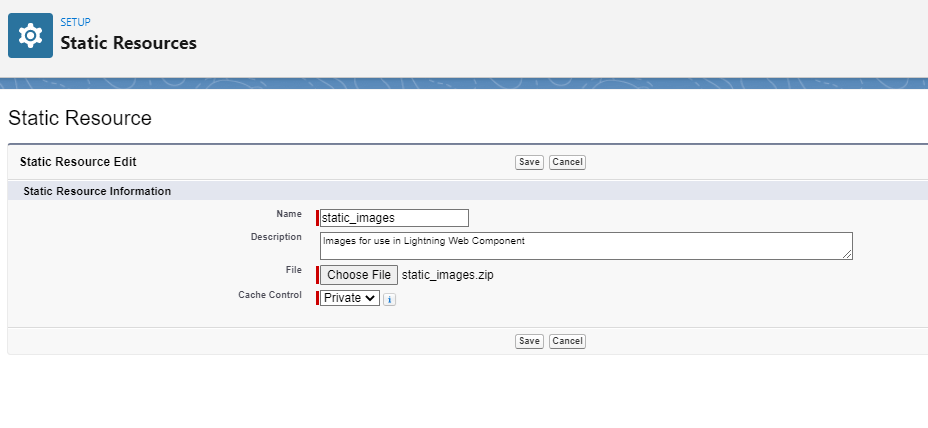 uploading static resource for lightning web component