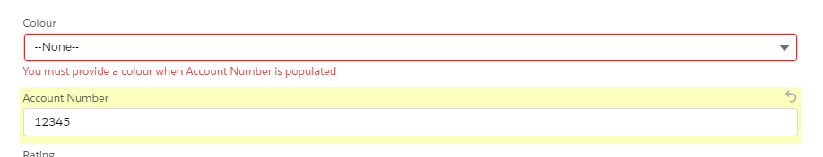 On Click Of Save An Error Is Added To The Colour Field The User Now Muct Provide A Value For